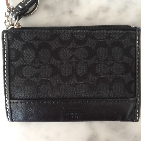 Coach | Bags | Authentic Black Coach Mini Slim Wallet Keyring | Poshmark